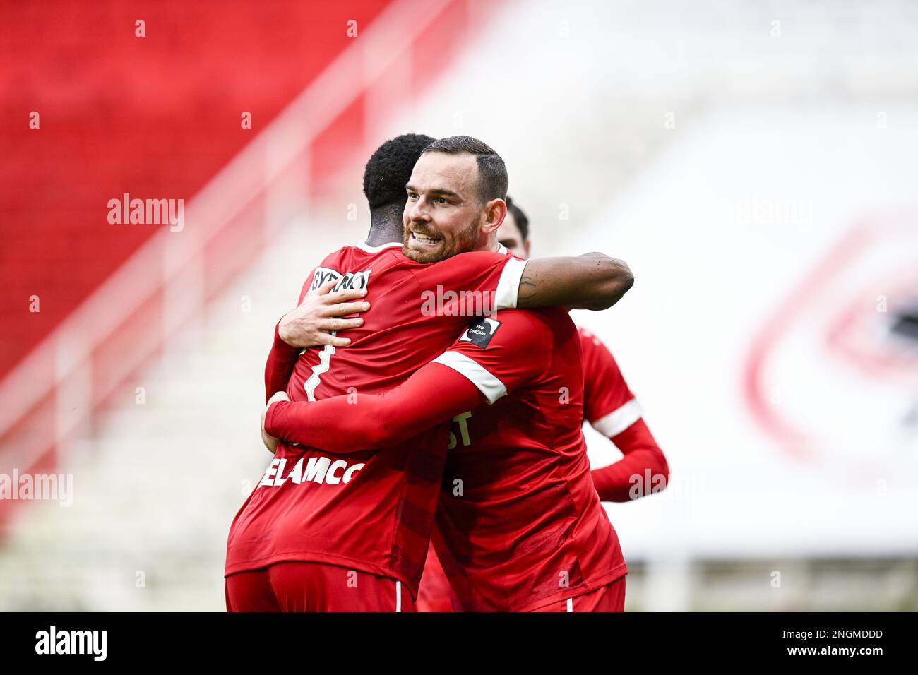 Antwerp's Vincent Janssen celebrates after scoring during a soccer ...