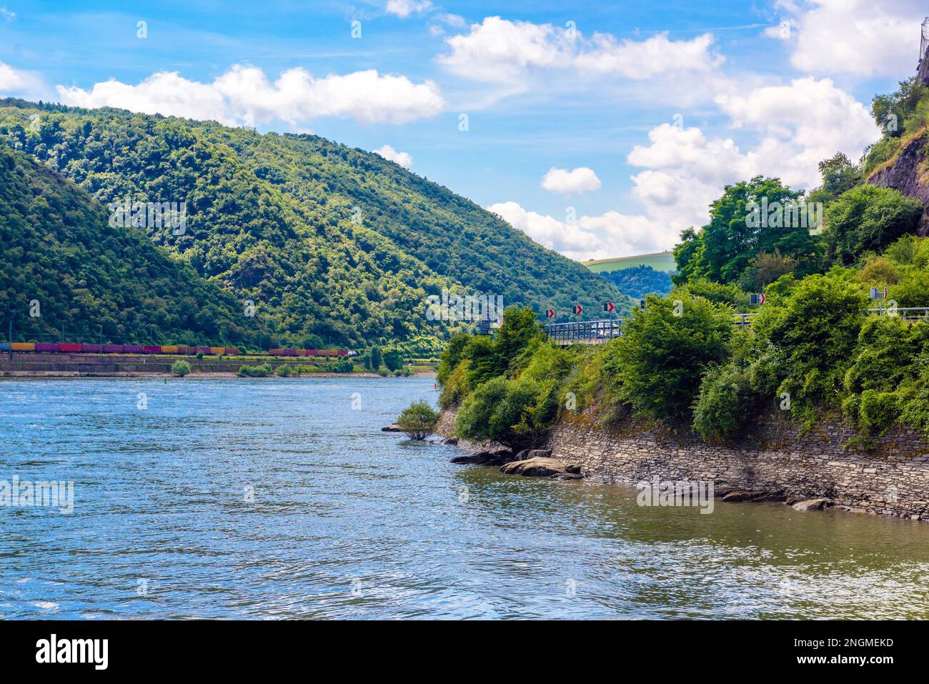Rhein Rhine river in Loreley Lorelei, Rhein-Lahn-Kreis, Rhineland ...