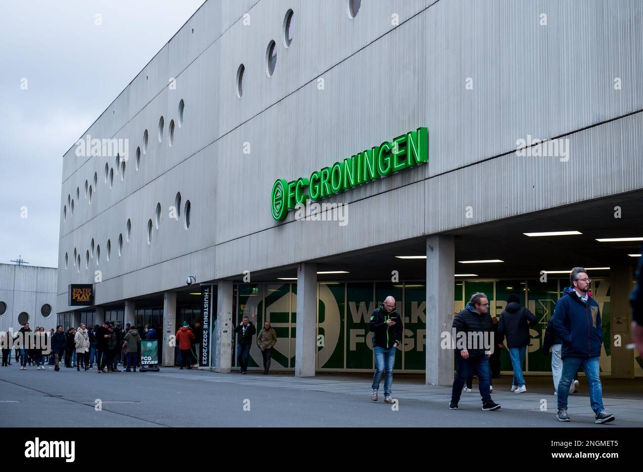 GRONINGEN - Supporters outside the stadium during the Dutch premier ...