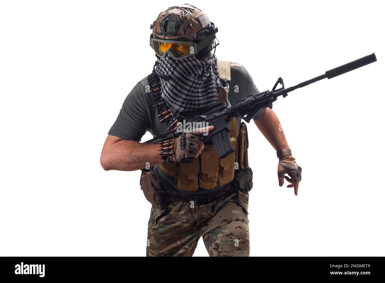 Isolated photo of a professional special forces fighter, during a ...