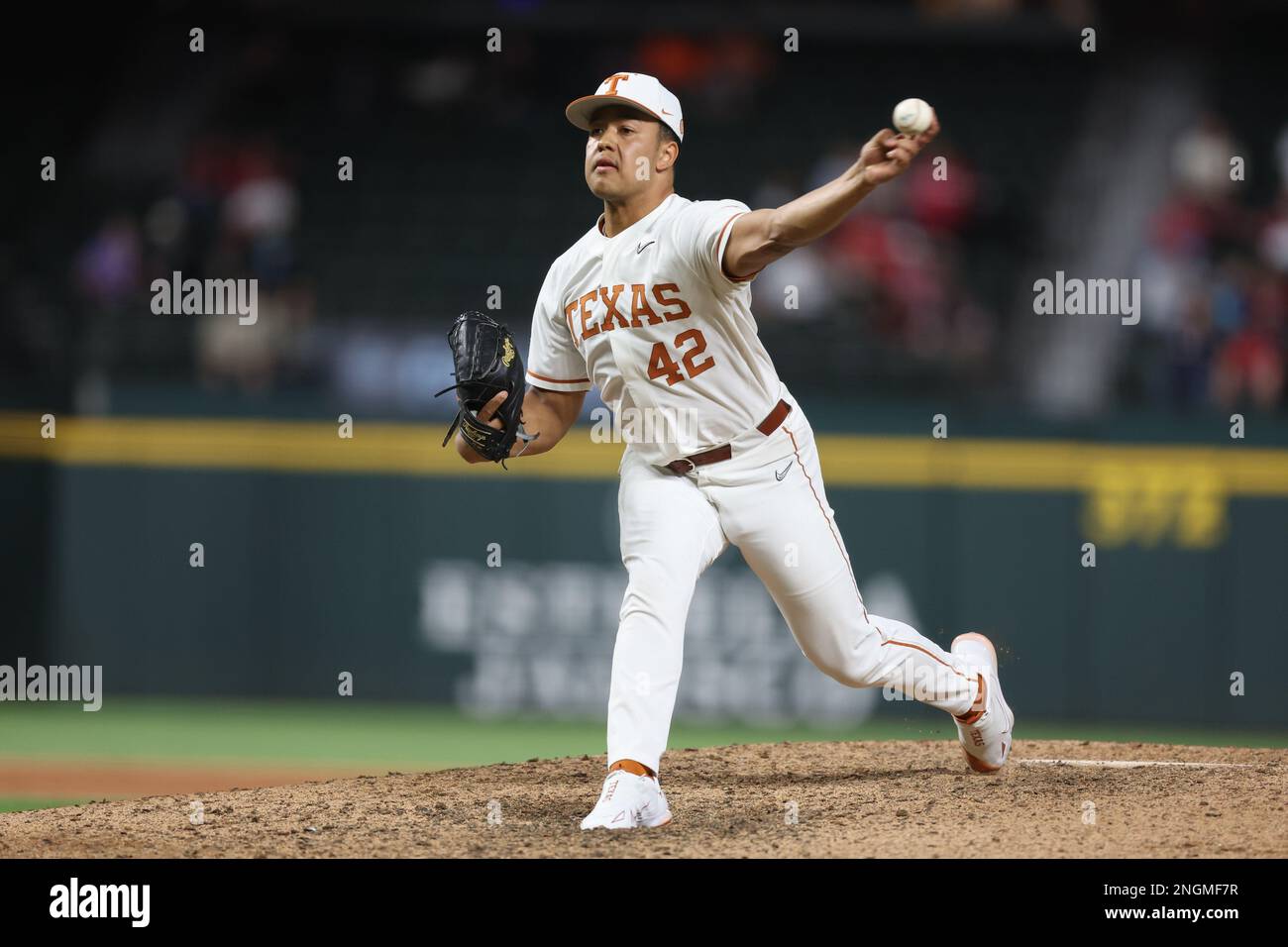February 17, 2023: Chris Stuart #42 Texas pitcher works from the mound ...