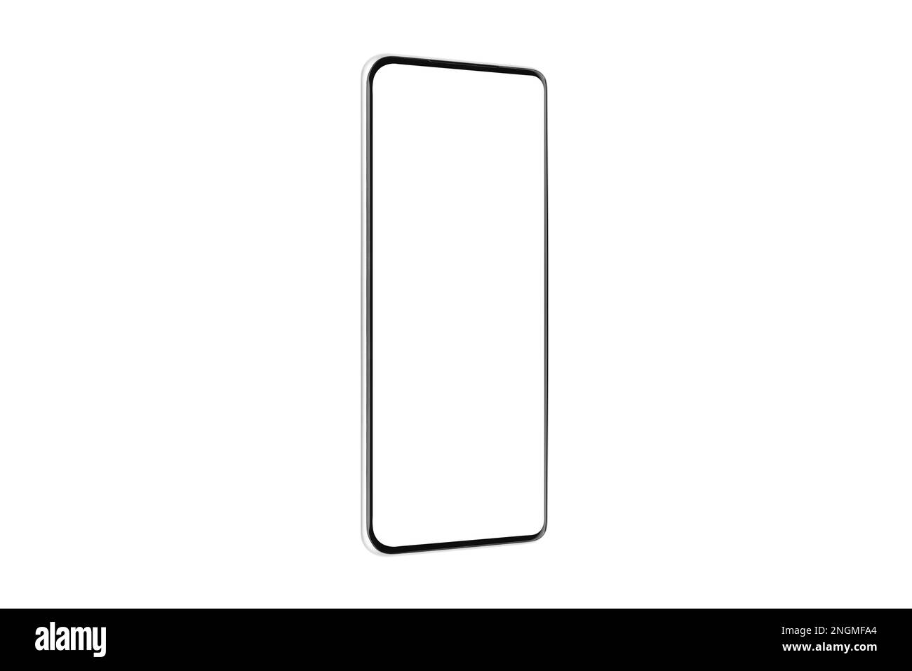 Frameless Modern Smartphone Mockup With a White Screen Isolated on ...