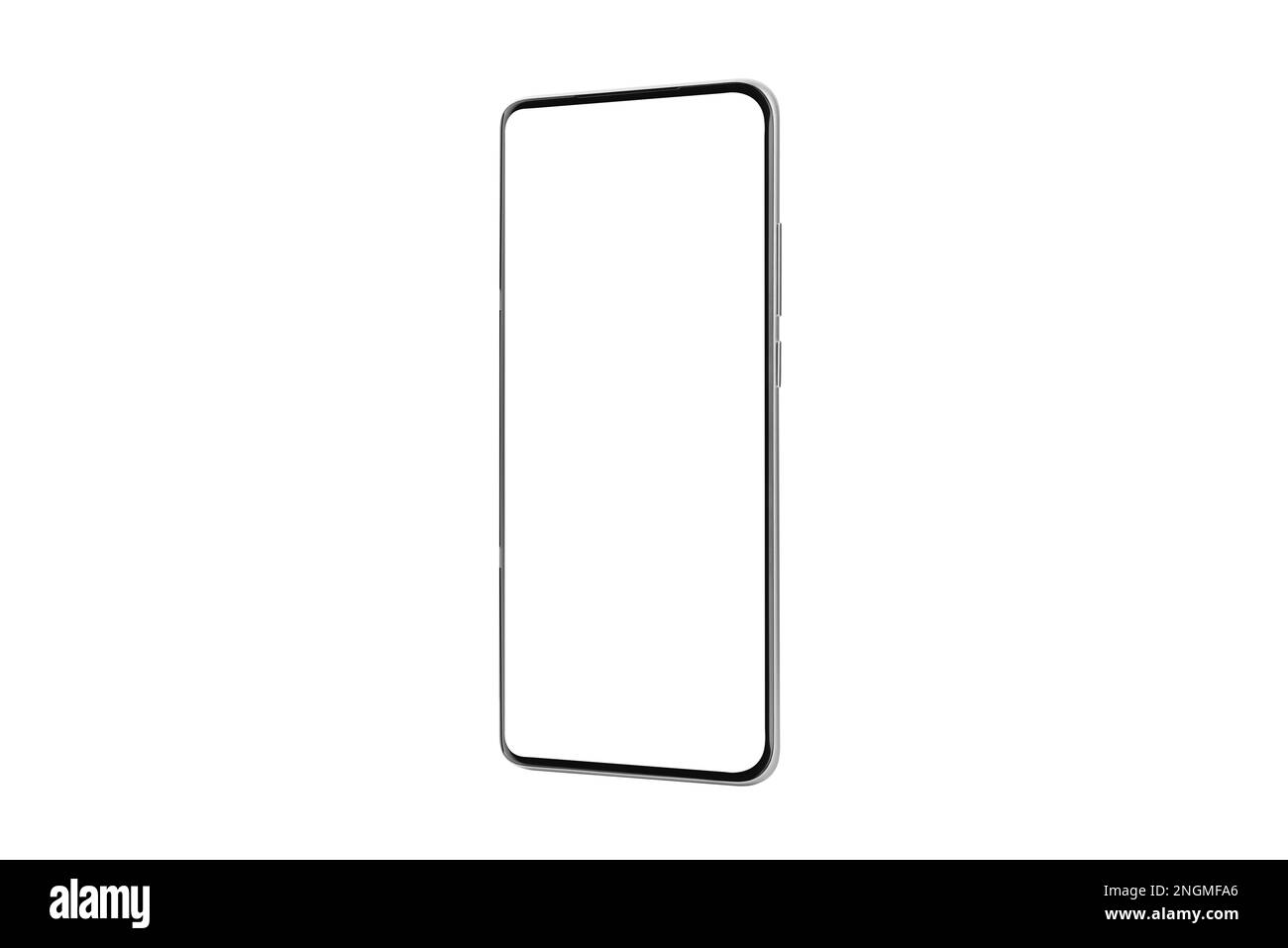 Frameless Modern Smartphone Mockup With a White Screen Isolated on ...