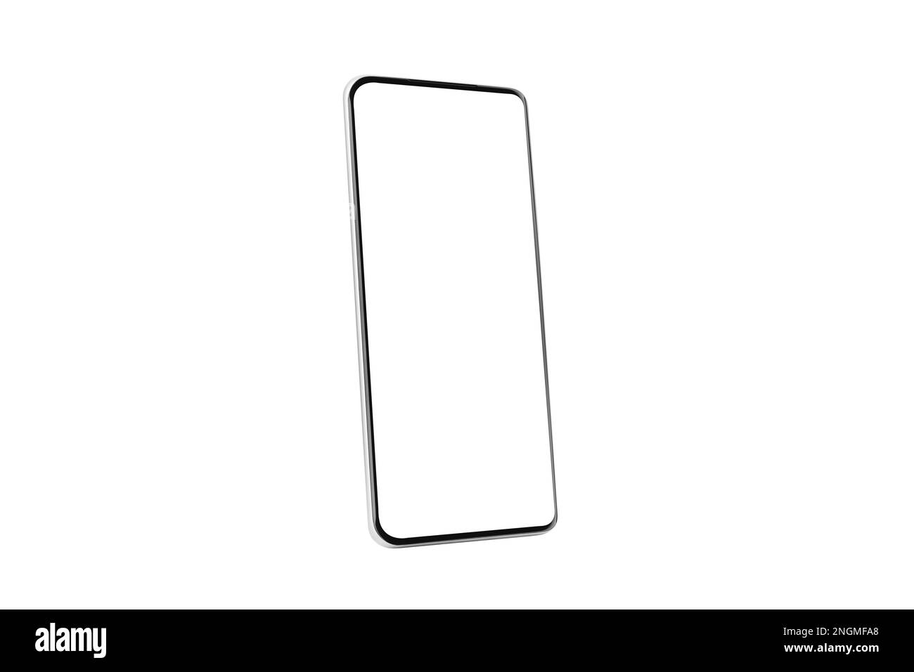 Frameless Modern Smartphone Mockup With a White Screen Isolated on ...