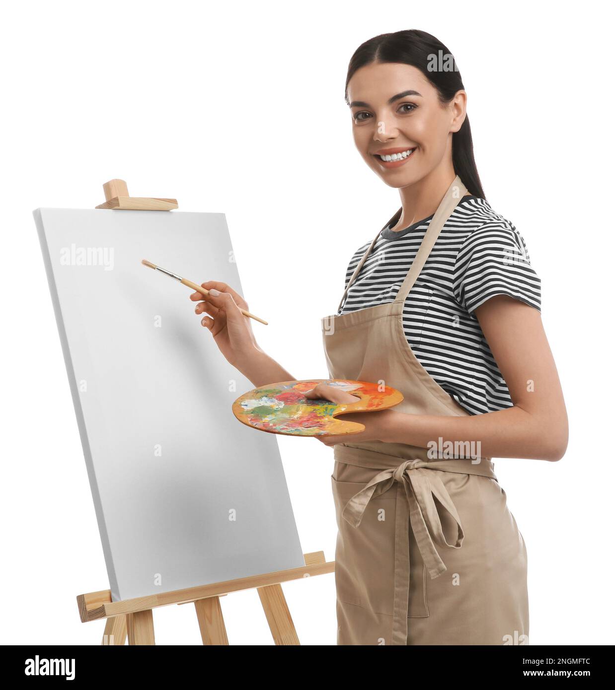 Woman drawing painting on canvas Cut Out Stock Images & Pictures - Alamy