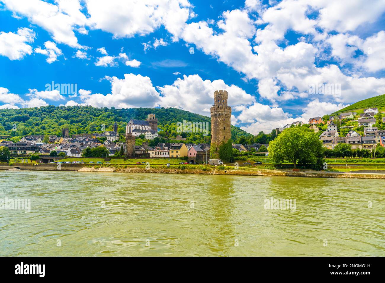 Bull Tower Ochsenturm near Rhein Rhine river in Loreley Lorelei ...