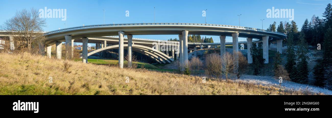 High slip ramp on pillars connecting new highway called Zakopianka ...