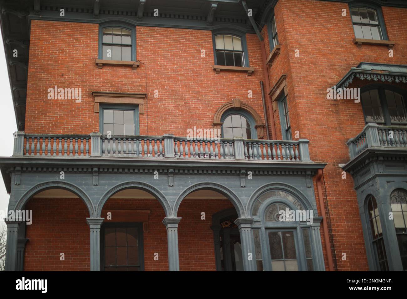 Old brick building downtown area apartments Stock Photo - Alamy