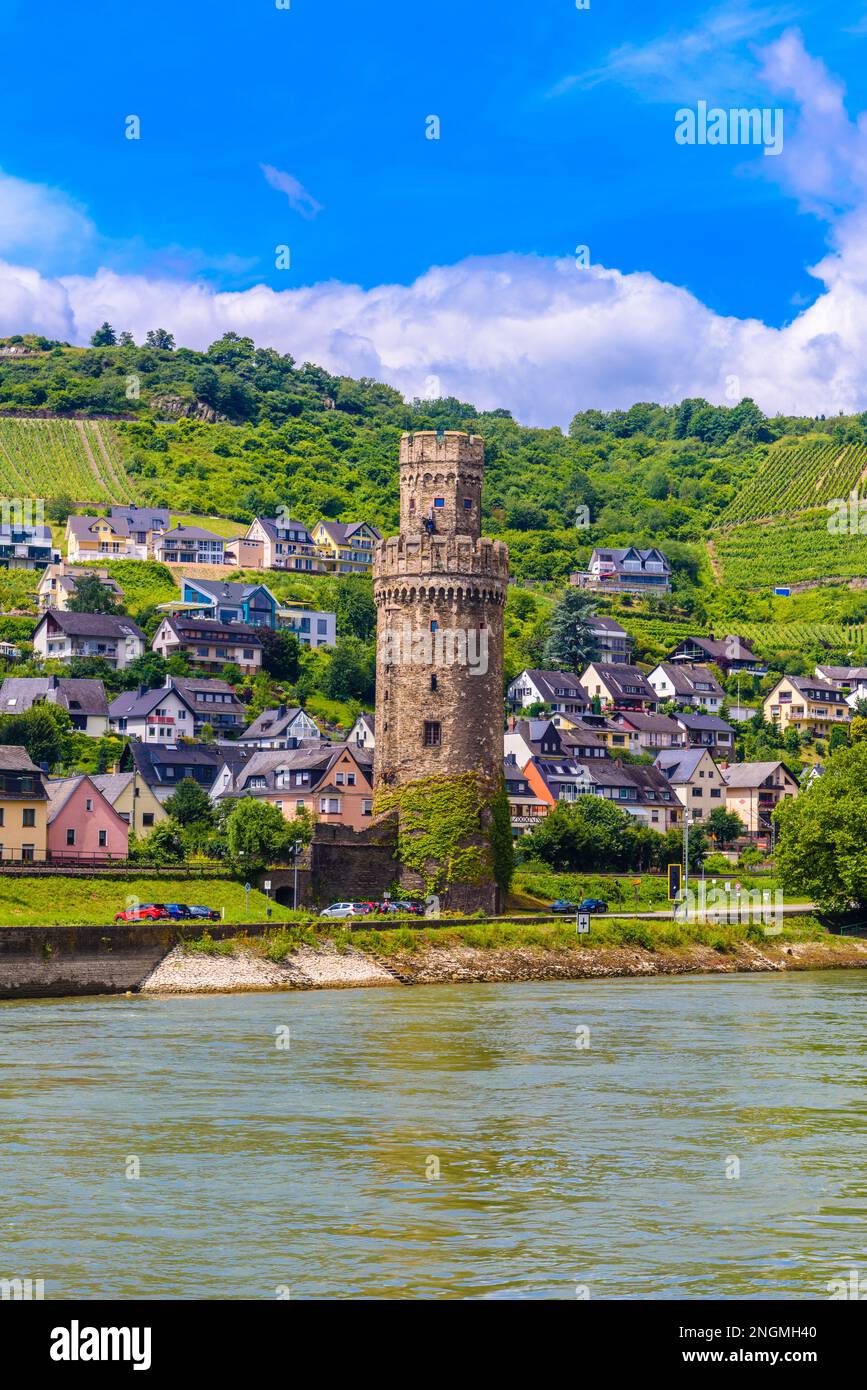 Bull Tower Ochsenturm near Rhein Rhine river in Loreley Lorelei ...