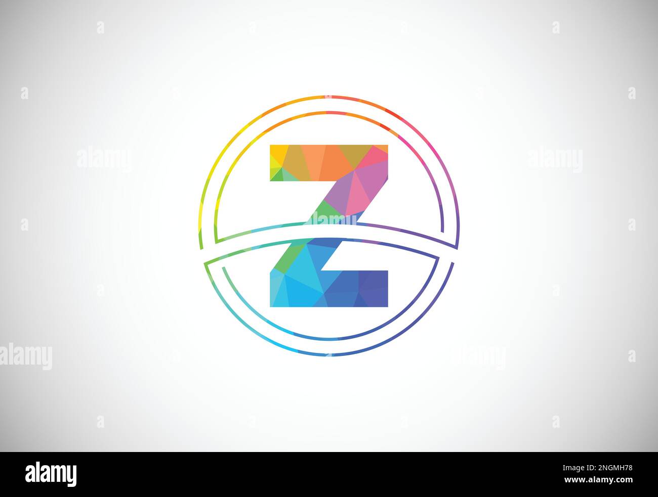 Low poly style letter Z with a circle frame. Graphic alphabet symbol ...
