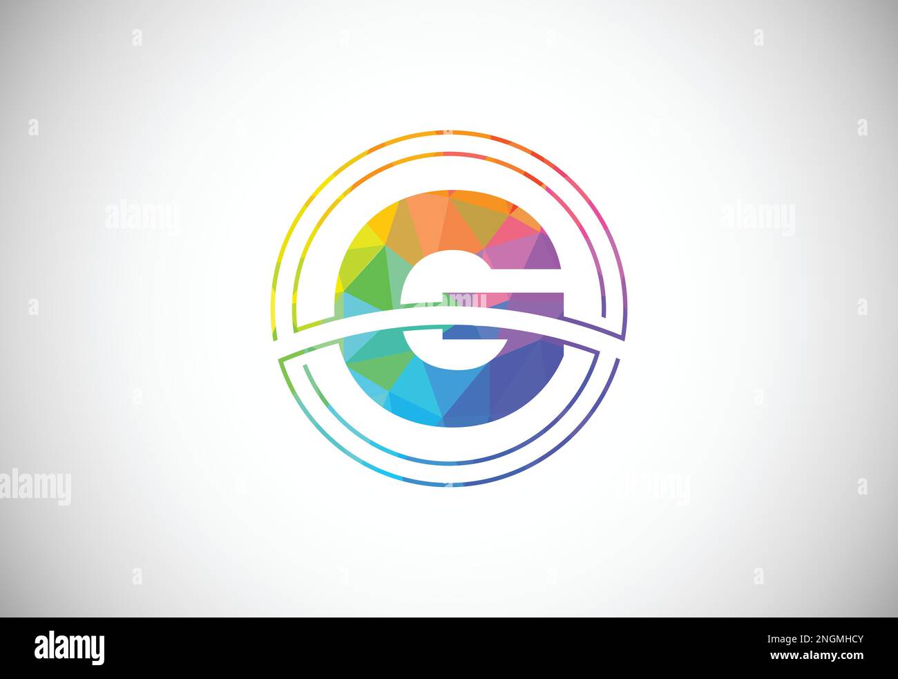 Low poly style letter G with a circle frame. Graphic alphabet symbol ...