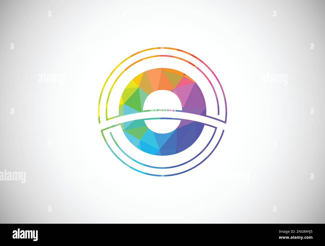 Low poly style letter O with a circle frame. Graphic alphabet symbol ...