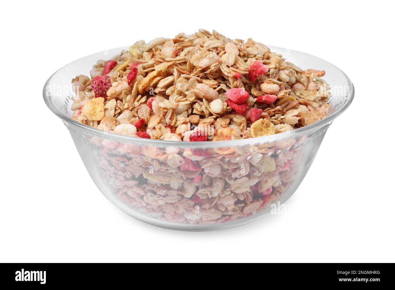 Granola in bowl on white background. Healthy snack Stock Photo - Alamy