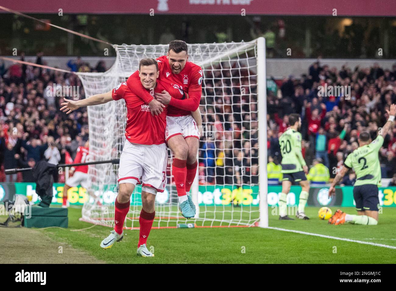 Chris Wood #39 of Nottingham Forest celebrates his equaliser in the ...