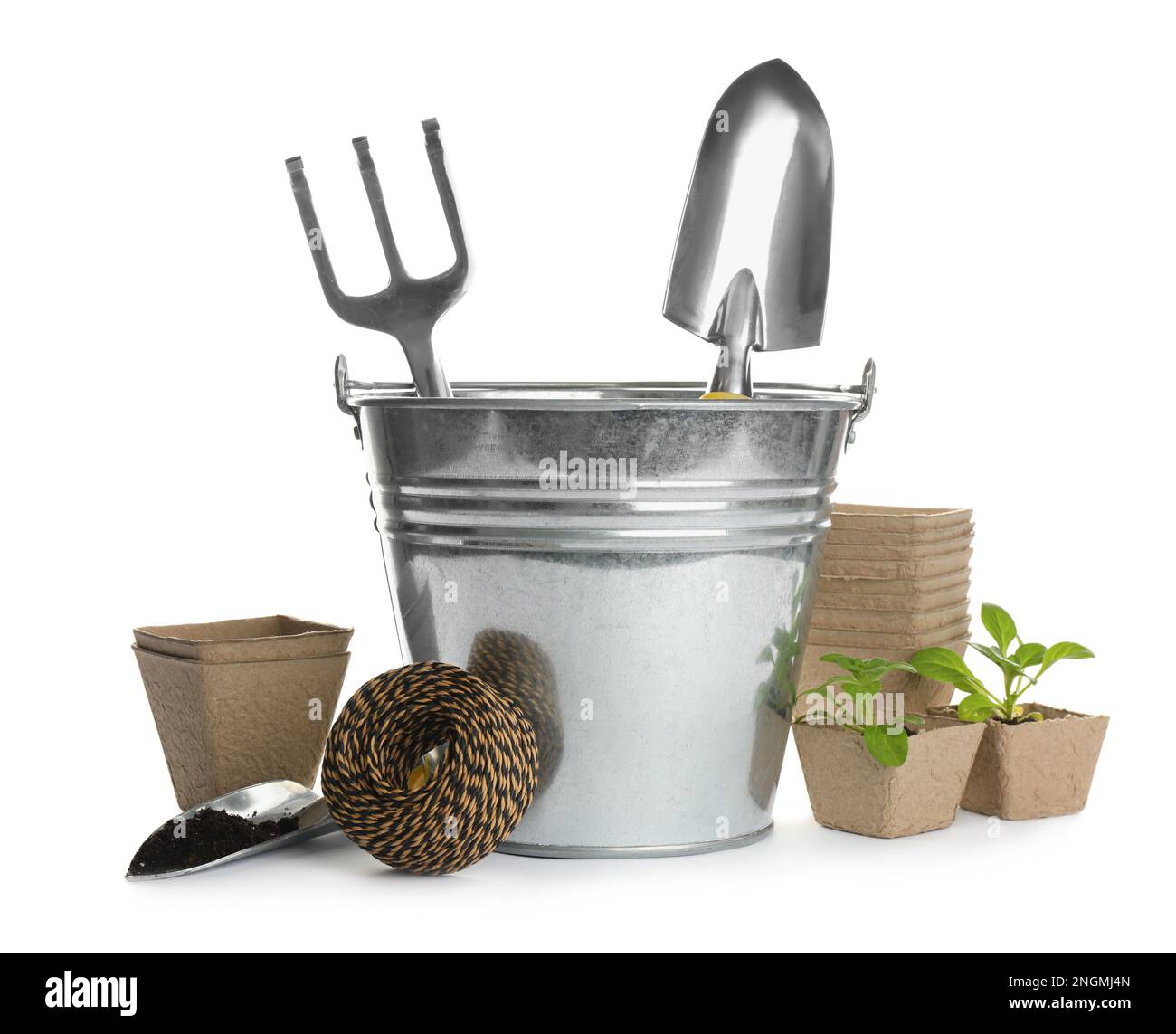 Different modern gardening tools on white background Stock Photo - Alamy