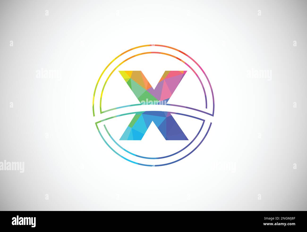 Low poly style letter X with a circle frame. Graphic alphabet symbol ...