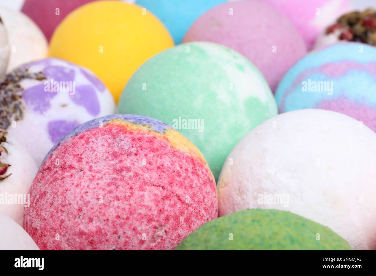 Colorful bath bombs as background, closeup view Stock Photo - Alamy