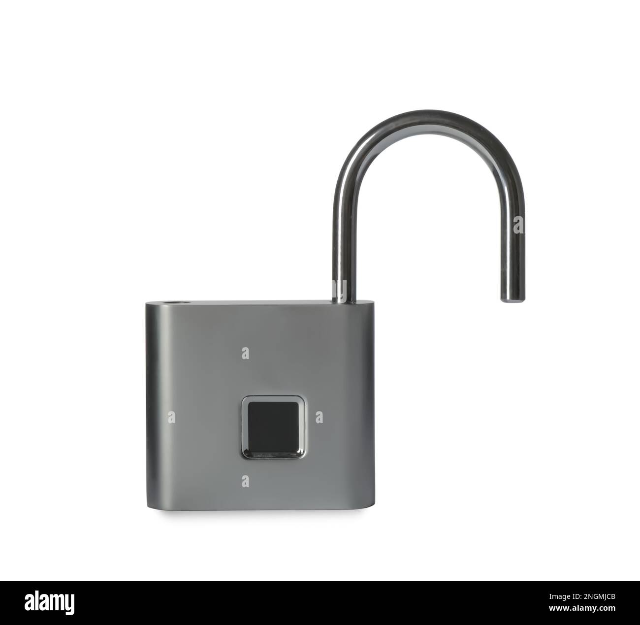 Modern padlock isolated on white. Safety and protection Stock Photo - Alamy