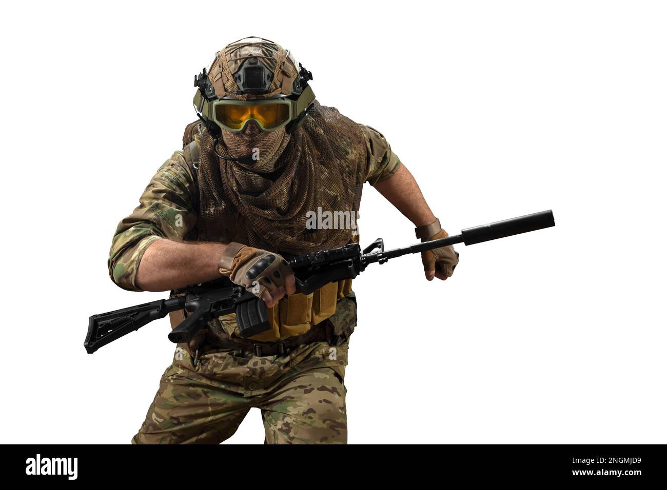 A professional mercenary soldier leaving the kill zone on contact with ...