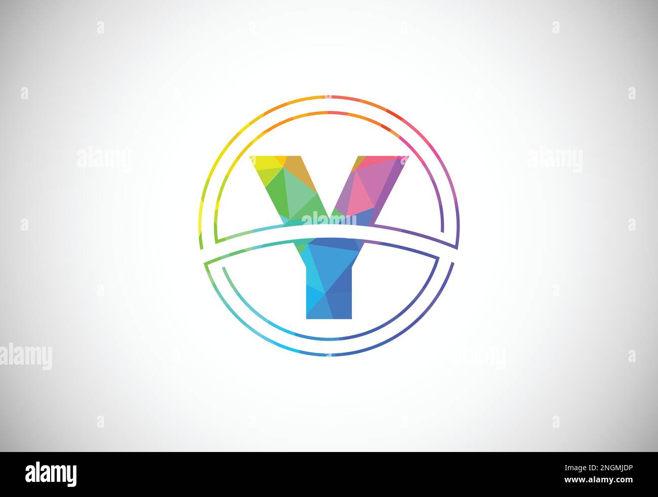 Low poly style letter Y with a circle frame. Graphic alphabet symbol ...