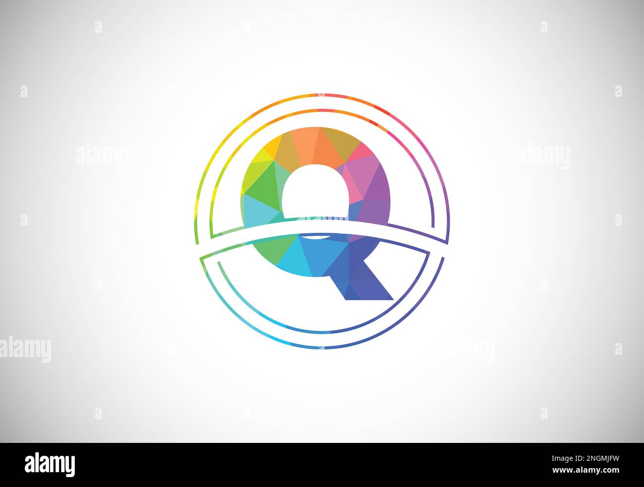 Low poly style letter Q with a circle frame. Graphic alphabet symbol ...