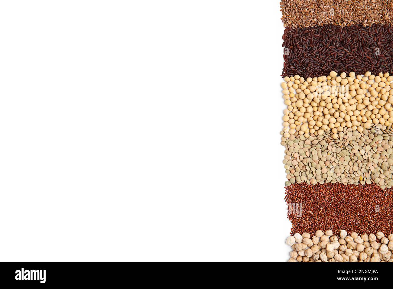 Various raw veggie seeds on white background, top view Stock Photo - Alamy