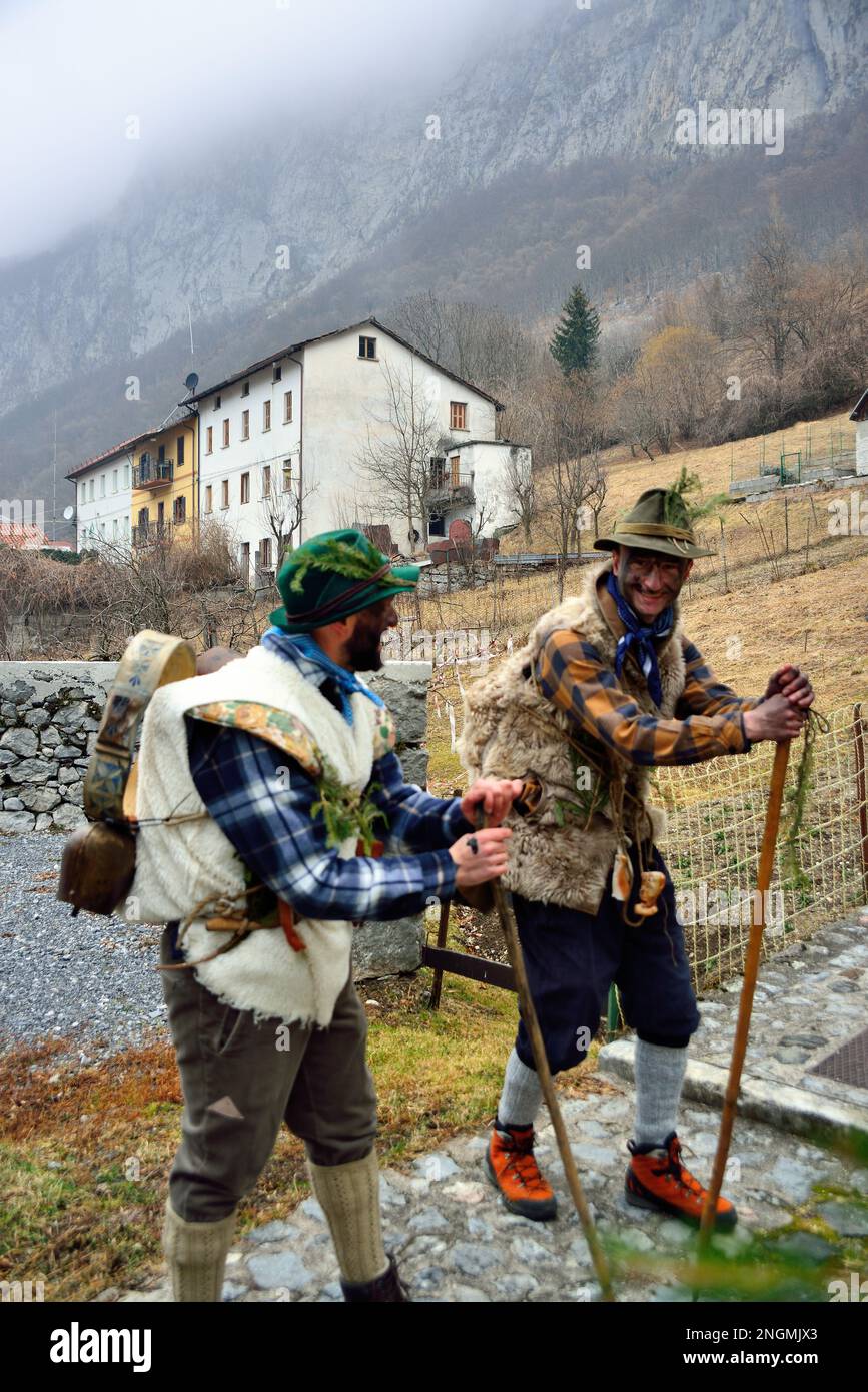 Timau village, Carnic Alps, Italy. February 18th 2023. Timau is a ...