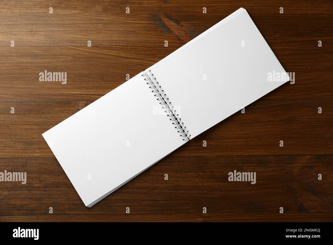 Blank paper brochure on wooden table, top view. Mockup for design Stock ...