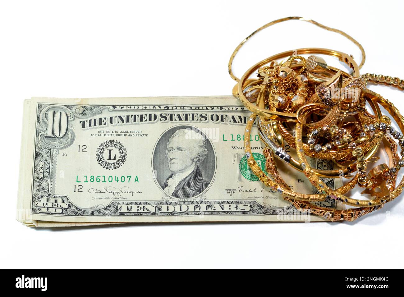 Jewellery or jewelry with USD American dollars cash money banknotes ...