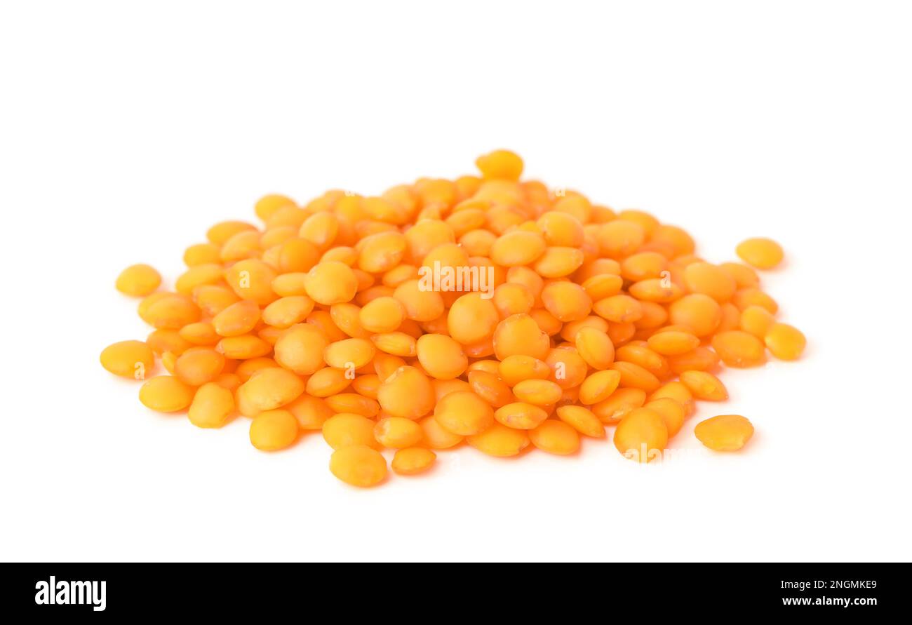 Pile of raw lentils on white background. Vegetable planting Stock Photo - Alamy