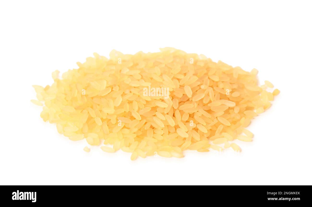 Pile of raw rice on white background. Vegetable planting Stock Photo ...