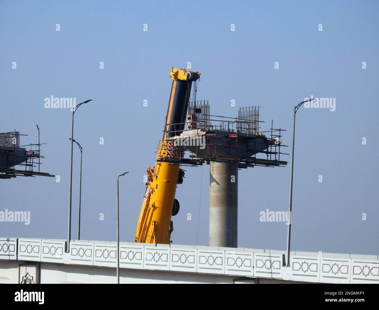 Cairo, Egypt, February 15 2023: Construction site of new Cairo monorail ...