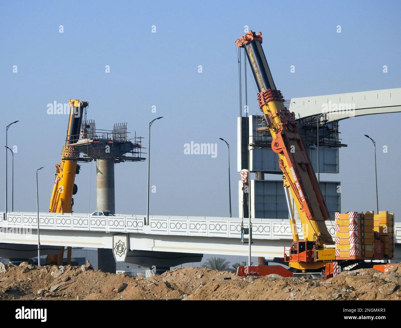 Cairo, Egypt, February 15 2023: Construction site of new Cairo monorail ...