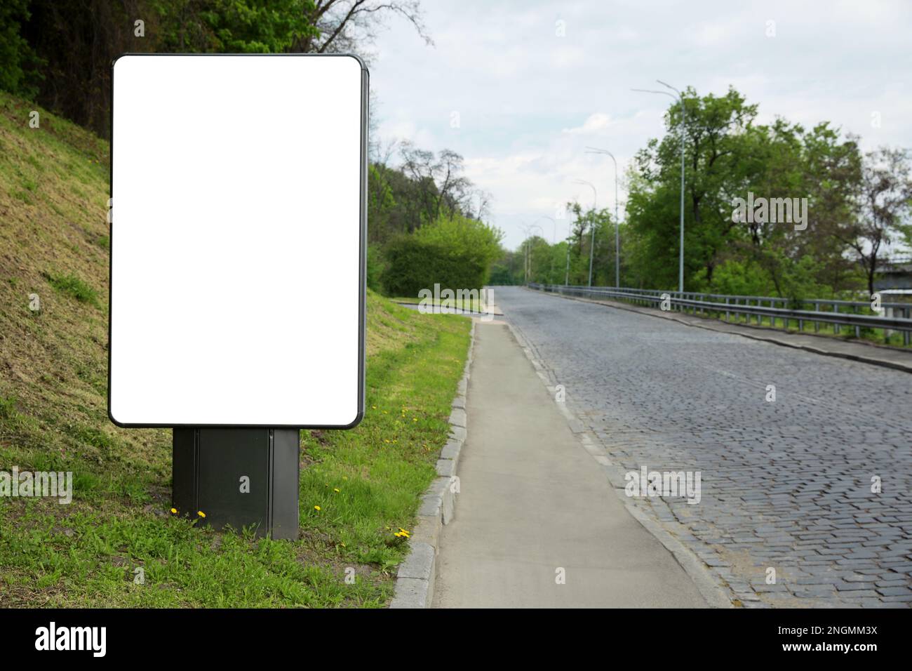 Blank advertising board on city street. Mockup for design Stock Photo ...