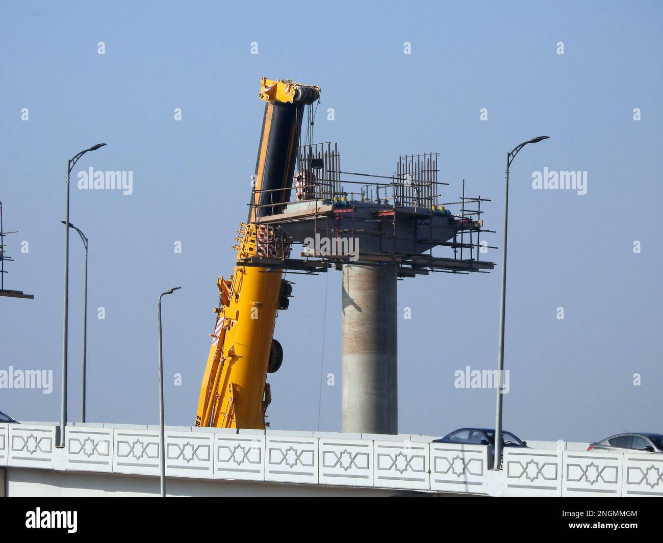 Cairo, Egypt, February 15 2023: Construction site of new Cairo monorail ...