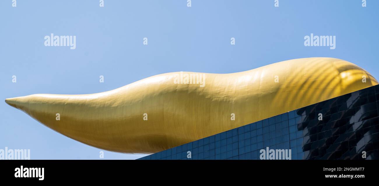 The Asahi black brewery hall, AKA the Asahi Super Dry Hall with the ...