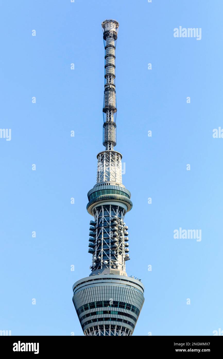 Telephoto shot showing the very top of the Tokyo Skytree with ...