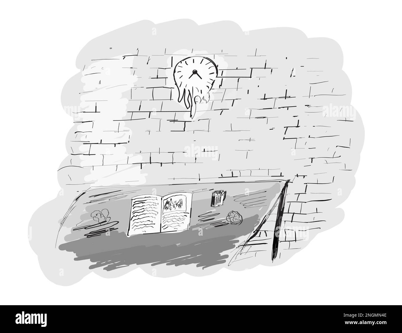 Procrastination with a textbook. The flow of time is wasted. Vector ...