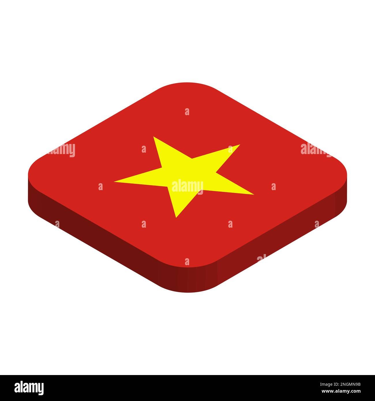 Vietnam flag - 3D isometric square flag with rounded corners Stock ...