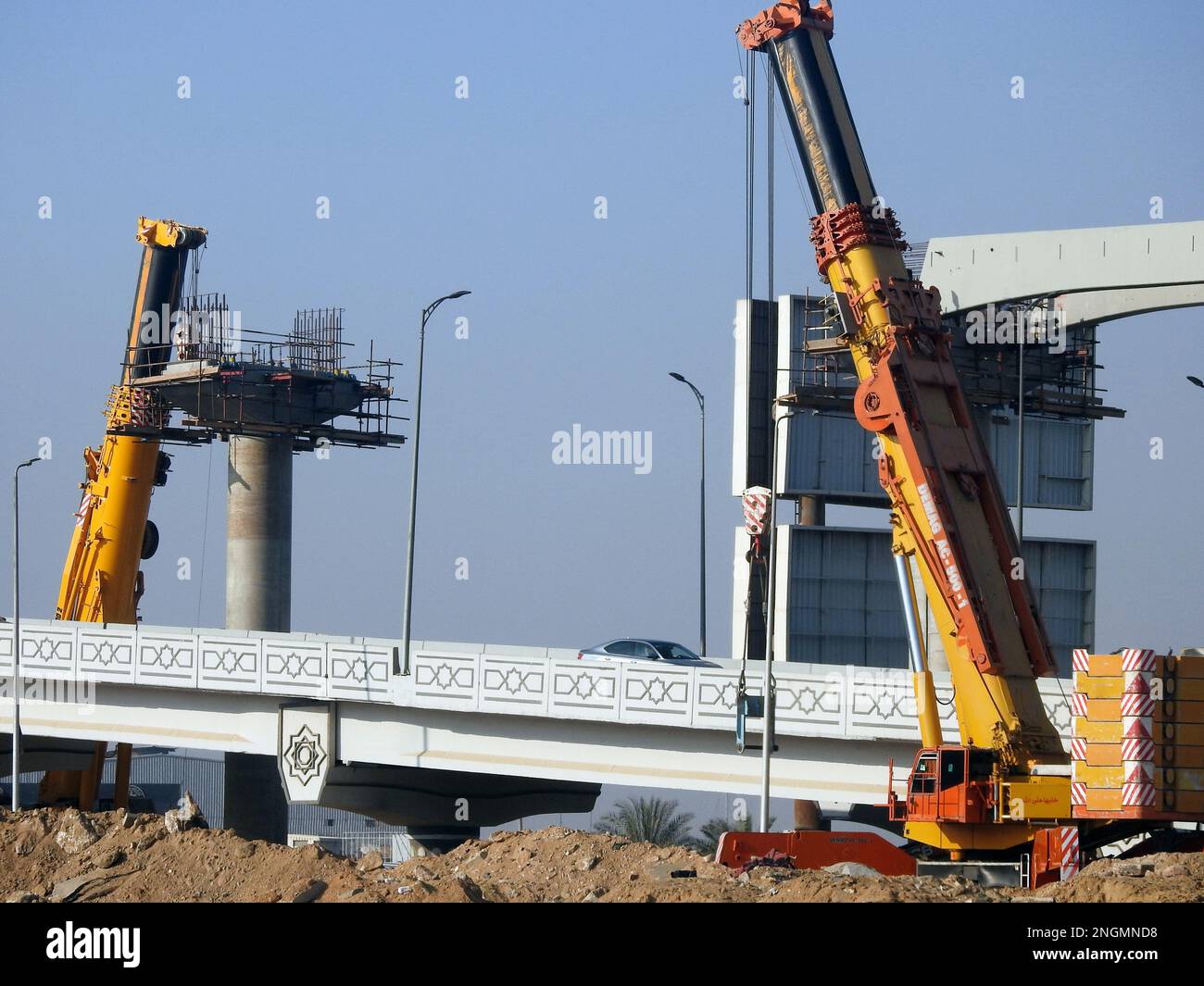 Cairo, Egypt, February 15 2023: Construction site of new Cairo monorail ...