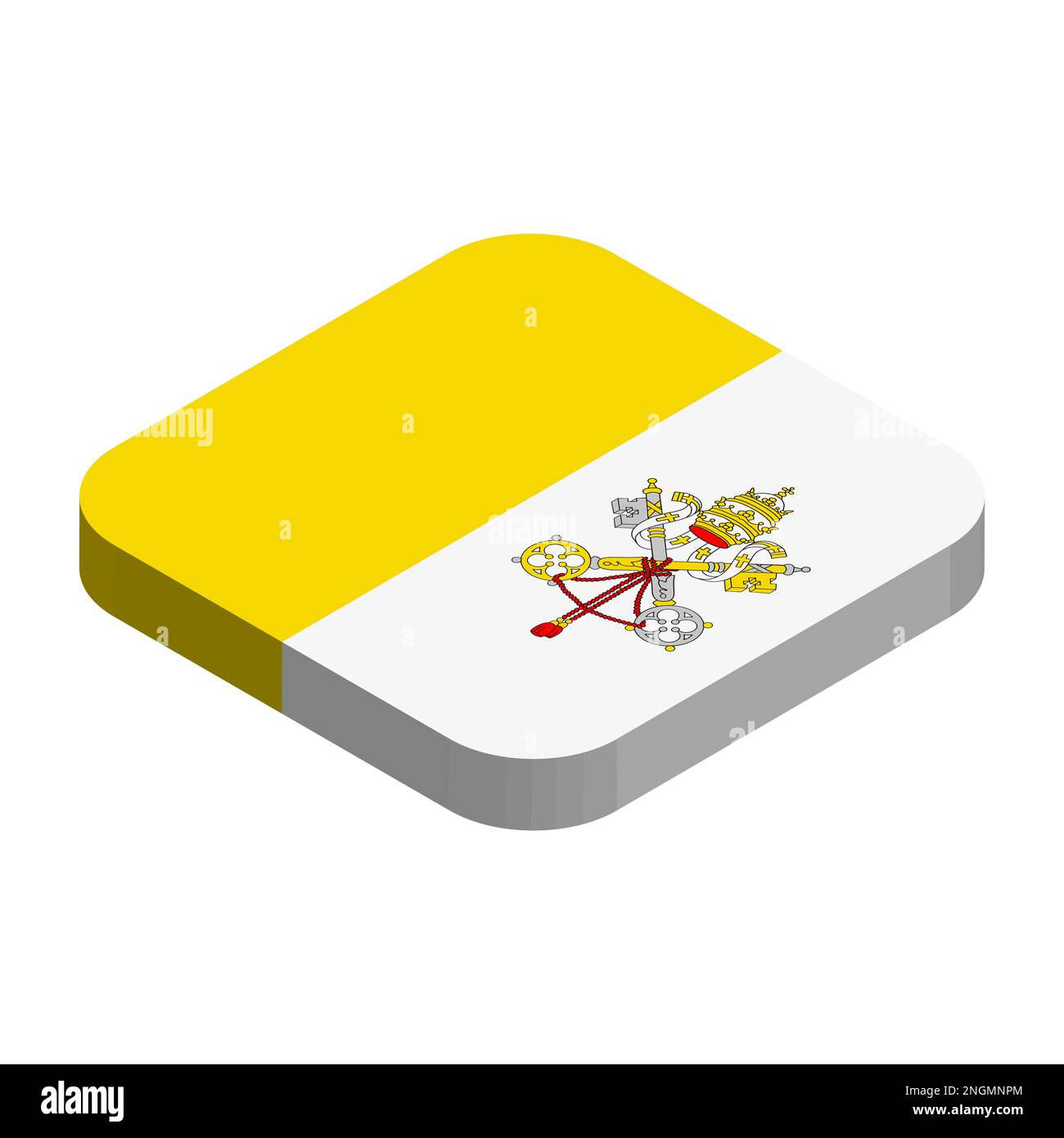 Vatican City flag - 3D isometric square flag with rounded corners Stock ...