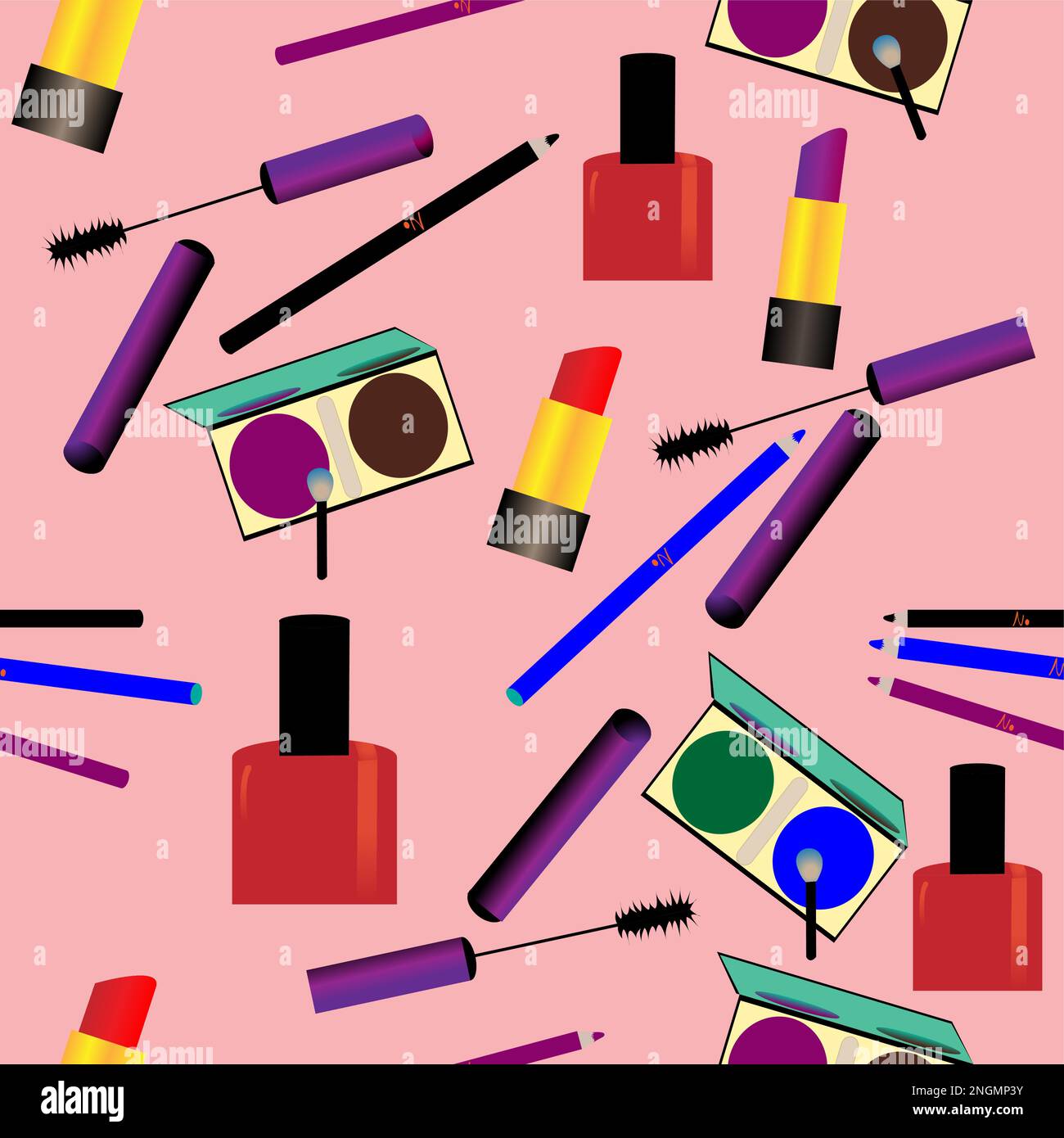 Seamless pattern with makeup objects; vector illustration Stock Vector ...