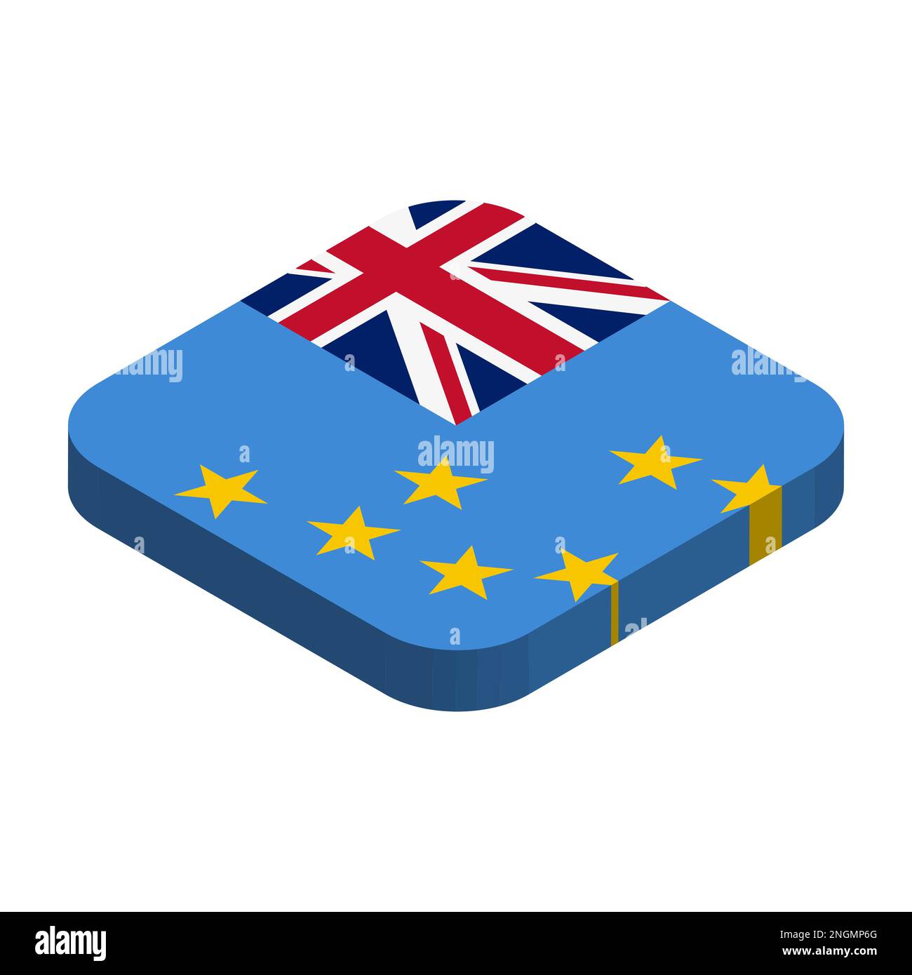 Tuvalu flag - 3D isometric square flag with rounded corners Stock ...
