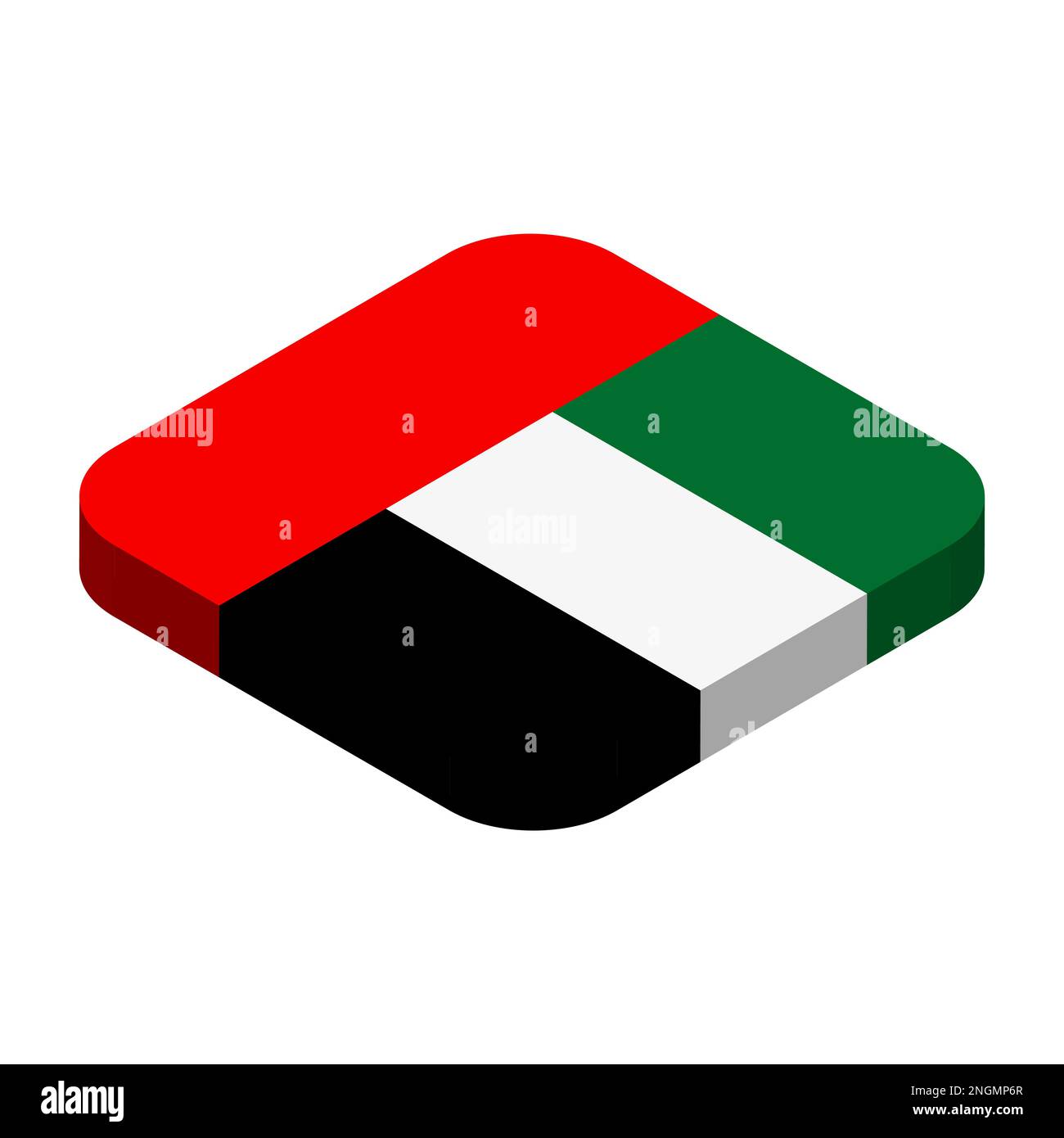 United Arab Emirates flag - 3D isometric square flag with rounded ...