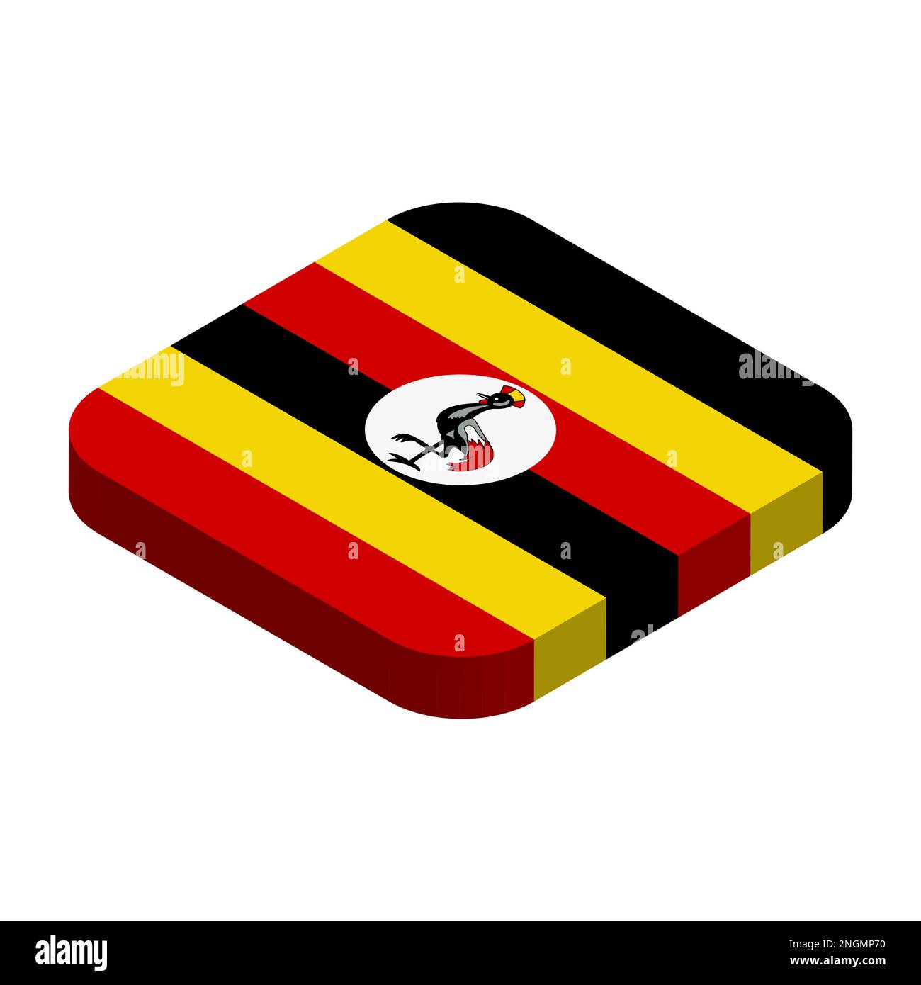 Uganda flag - 3D isometric square flag with rounded corners Stock Vector Image & Art - Alamy