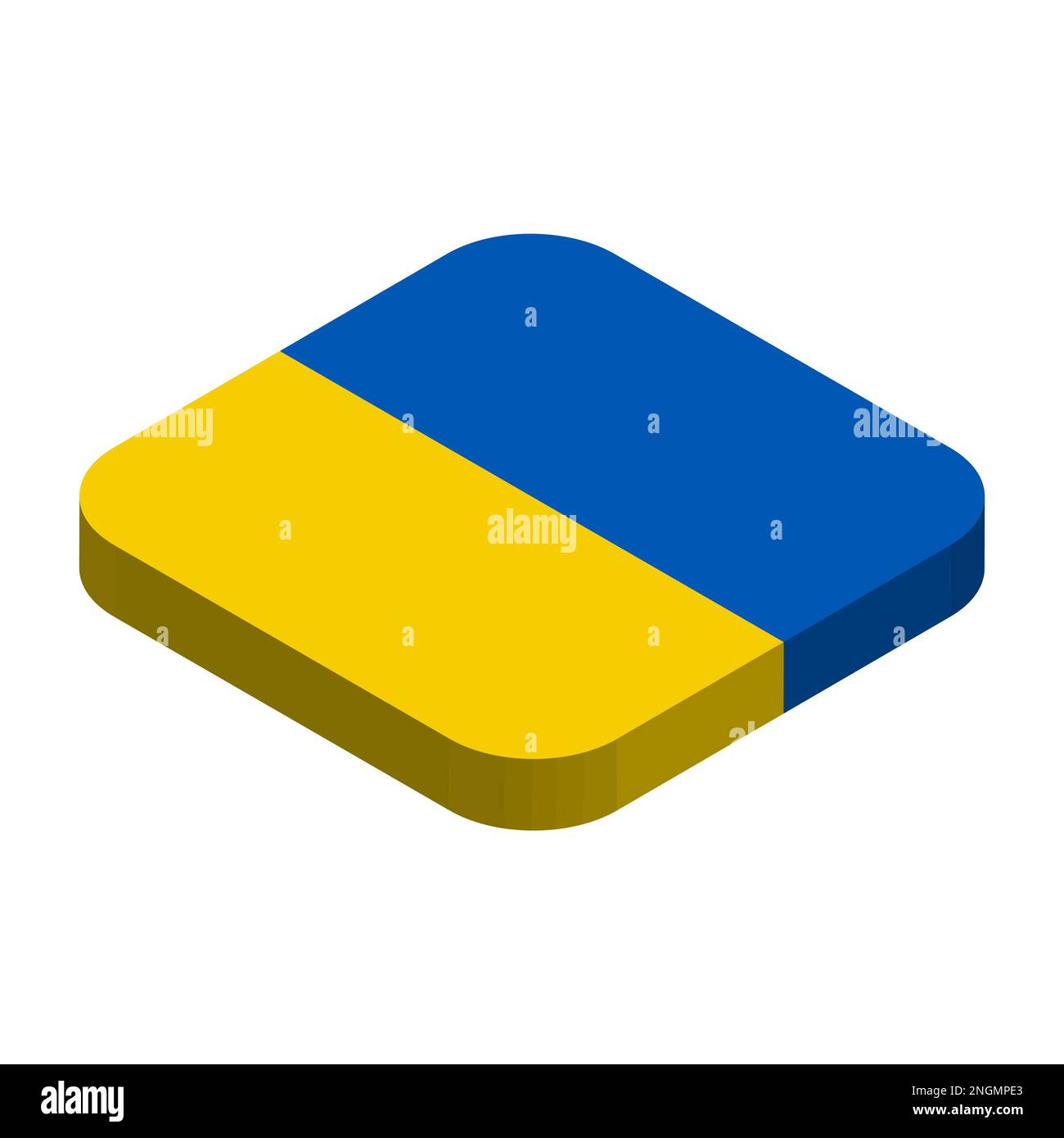 Ukraine flag - 3D isometric square flag with rounded corners Stock ...