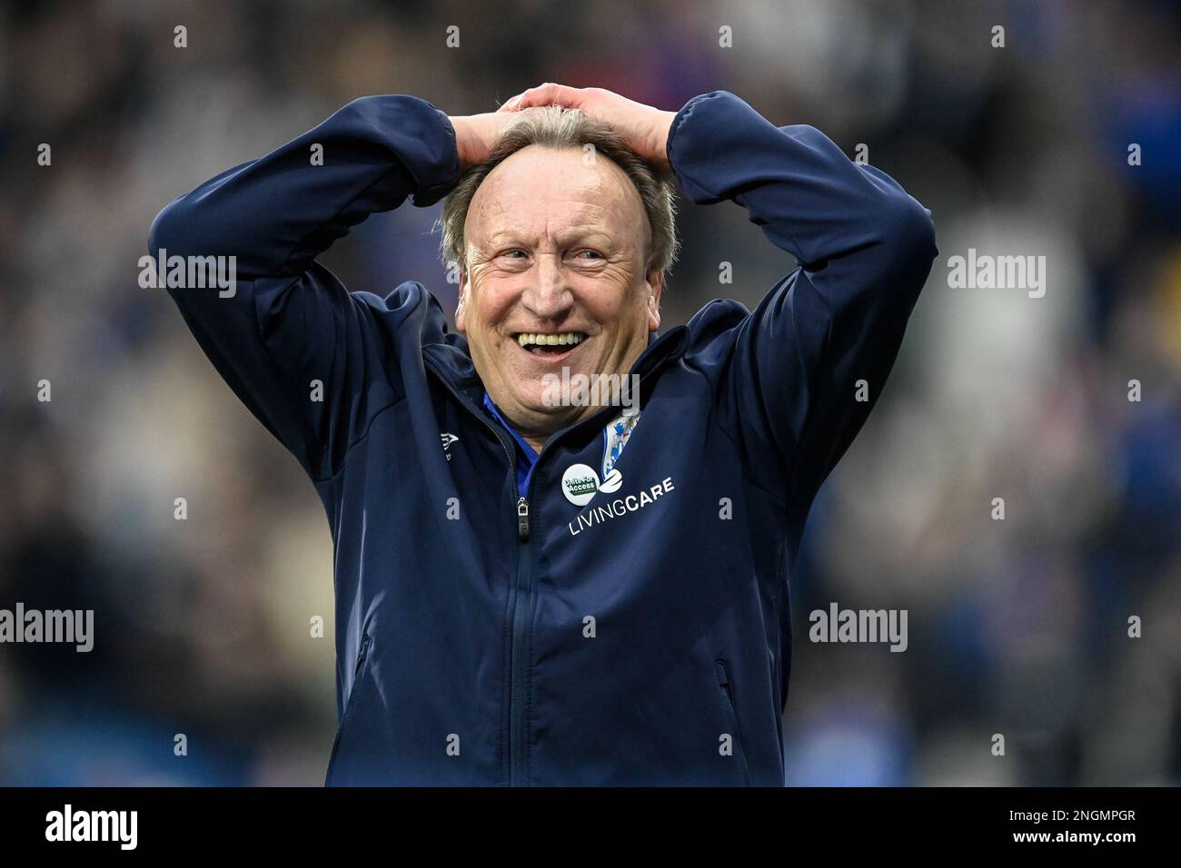 Huddersfield Town Manager Neil Warnock laughs during the Sky Bet ...