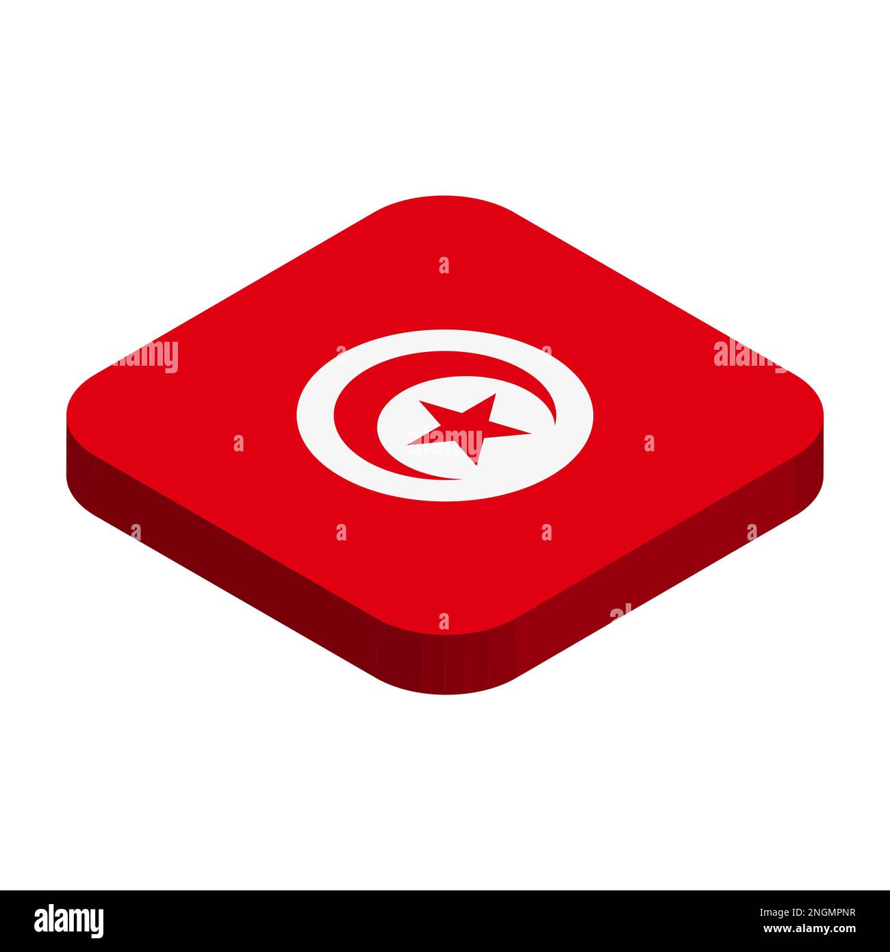 Tunisia flag - 3D isometric square flag with rounded corners Stock ...