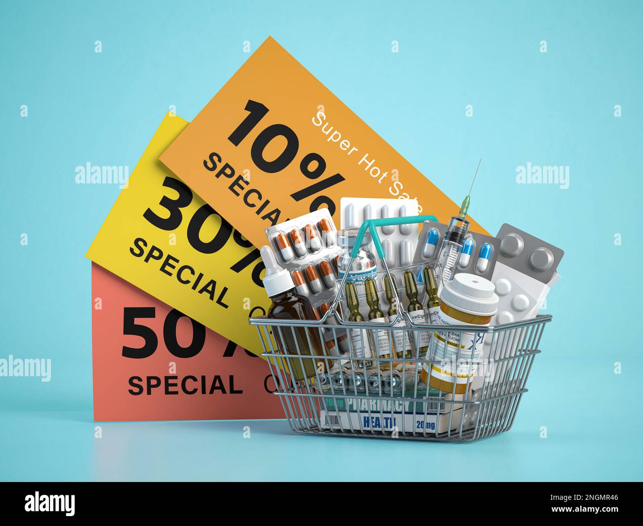Sale of medicine , pills and capsules. Medical products in a shopping ...