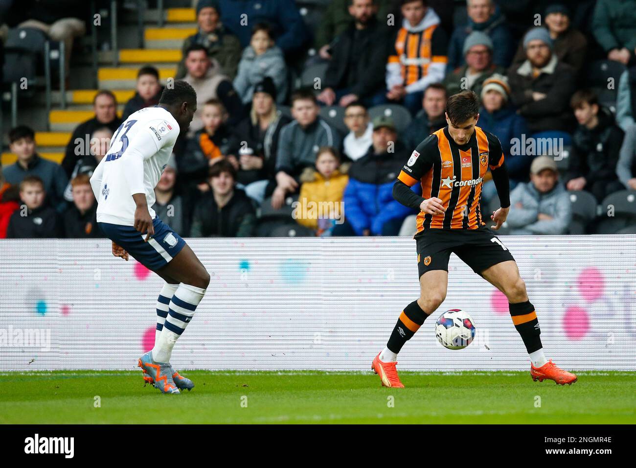 Bambo Diaby #23 of Preston North End and Ryan Longman #16 of Hull City ...